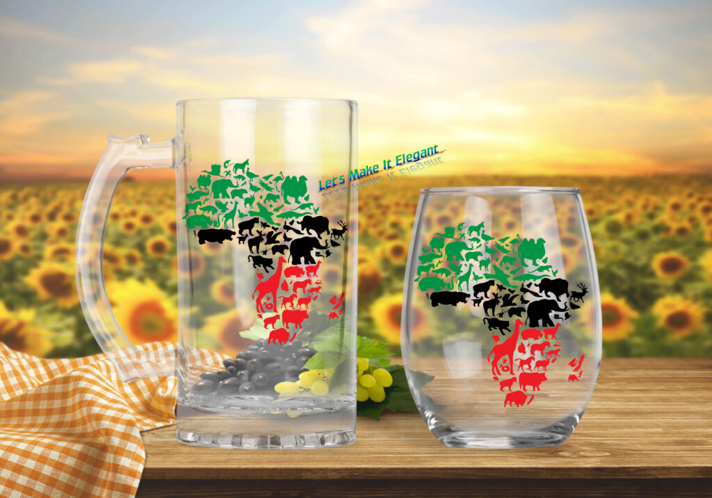 African Animal Beer Mug & Stemless Wine Glass – Let's Make It Elegant